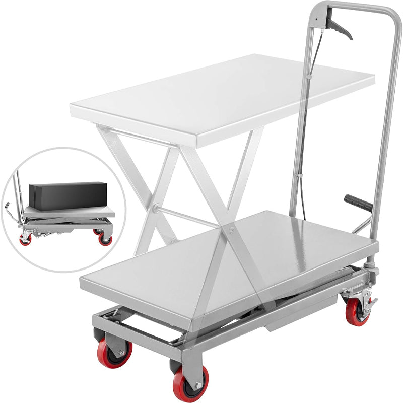 500LBS Capacity Hydraulic Lift Table Cart 28.5" Lifting Height Manual ...