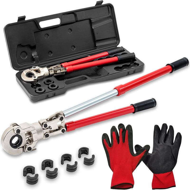 Copper Tube Crimping Tool Kit Pro Press Crimper with 1/2" 3/4" 5/8" fo ...