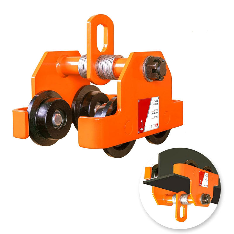 1T/2200LBS Double Wheel Beam Trolley, Manual Hand Push Trolley Lifter ...