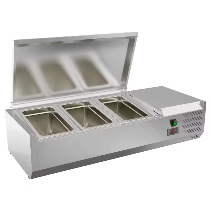 Commercial Full Stainless Steel Table Top Salad Chiller Display Showca ...