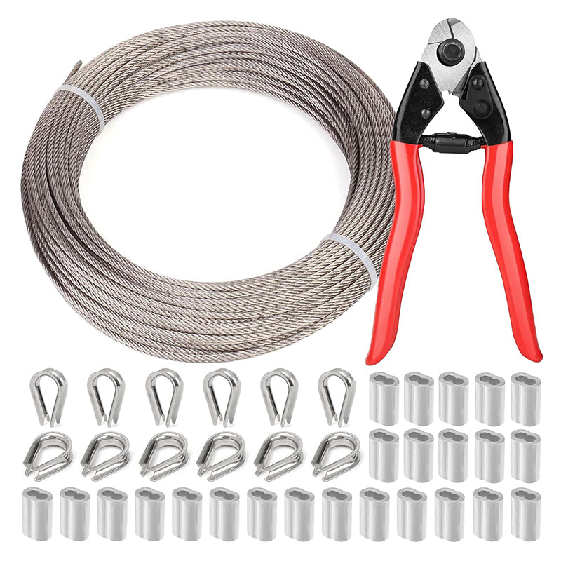 1/8" Stainless Steel Cable 100FT Wire Rope 7x7 Strand Core Metal Wire ...